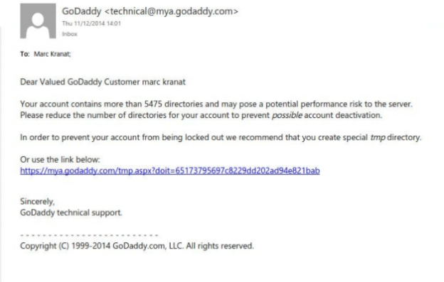 “GoDaddy” phishing emails