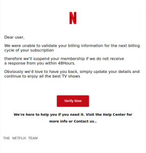 What is Netflix We’ve Suspended Your Membership phishing email